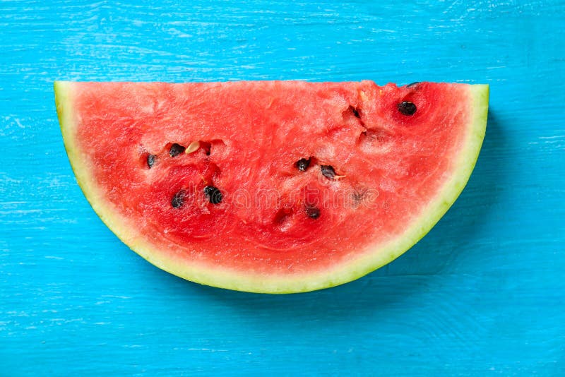 Slice of Fresh Watermelon on Color Table Stock Photo - Image of natural ...