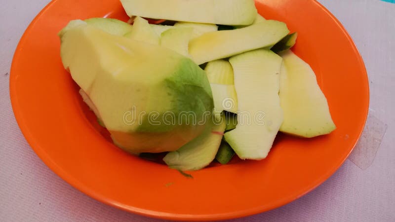 Slice Fresh Young Mangoes and Place on a Plate Stock Photo - Image of ...