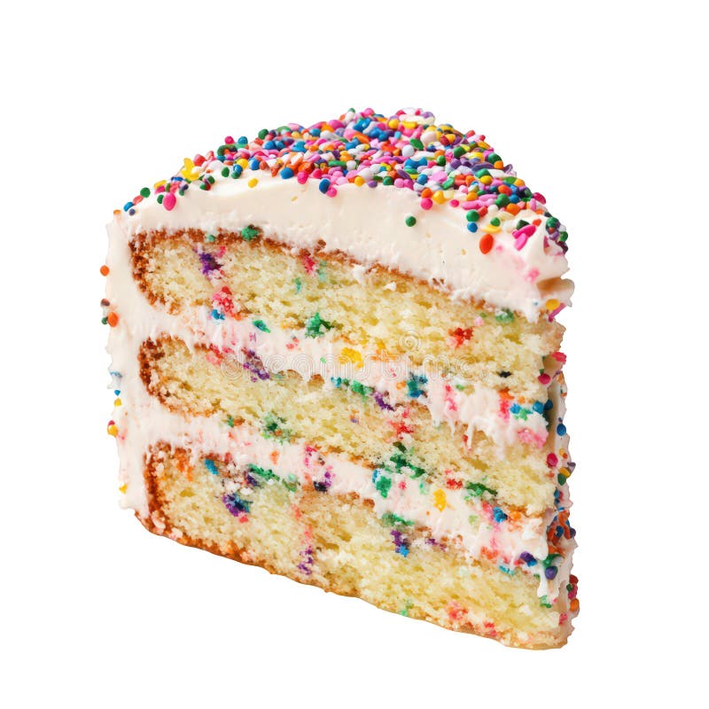 Slice of Funfetti Cake with Sprinkles Stock Image - Illustration of ...
