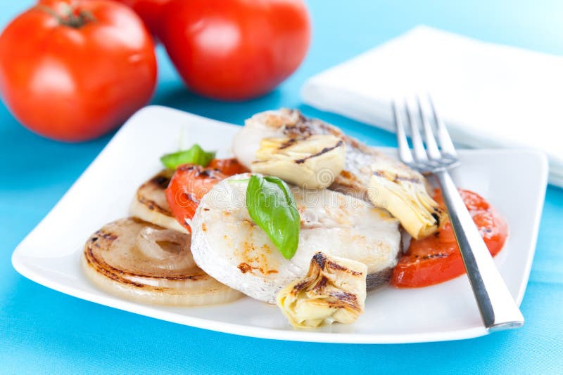 Slice of hake grilled stock image. Image of restaurant - 11445387