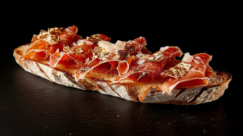 A Slice of Ham with Gold Leaf on Top of a Bread. Generative AI Stock ...