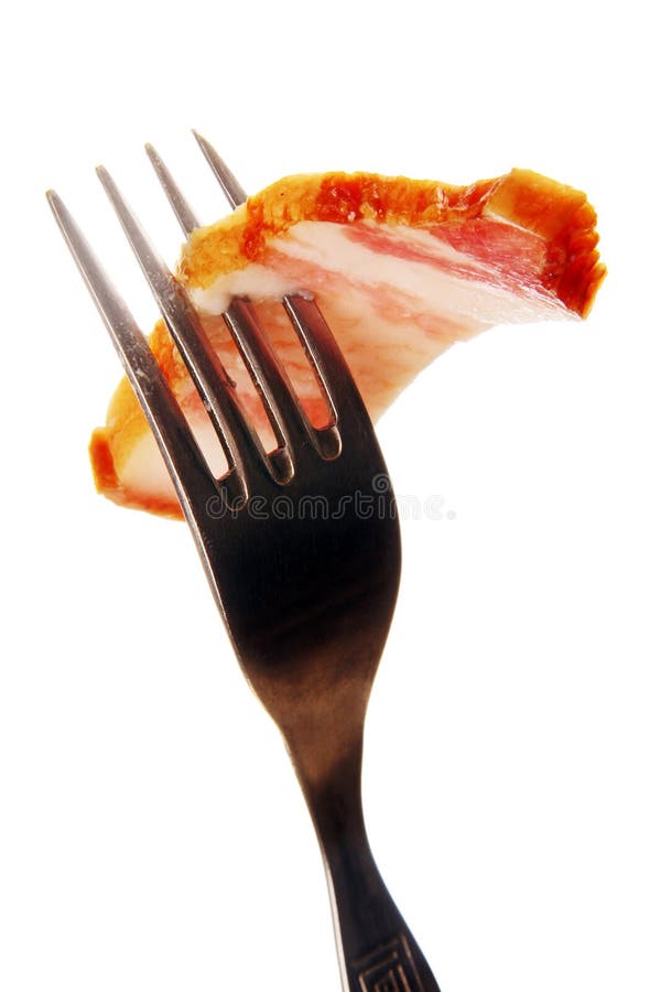 A Slice of Ham on a Steel Fork. Stock Photo - Image of appetizer ...