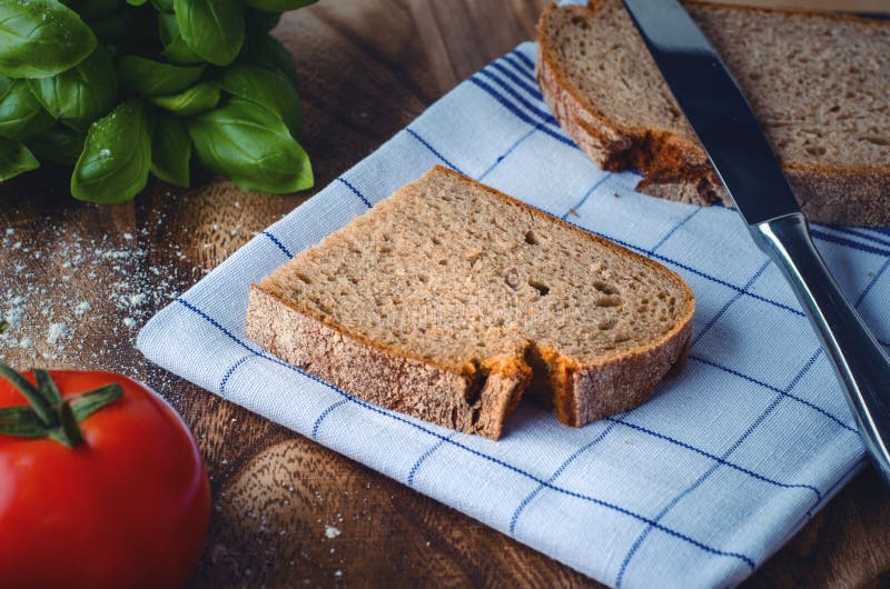 Whole Grain Bread on a Cloth Stock Photo - Image of brotzeit, bread ...