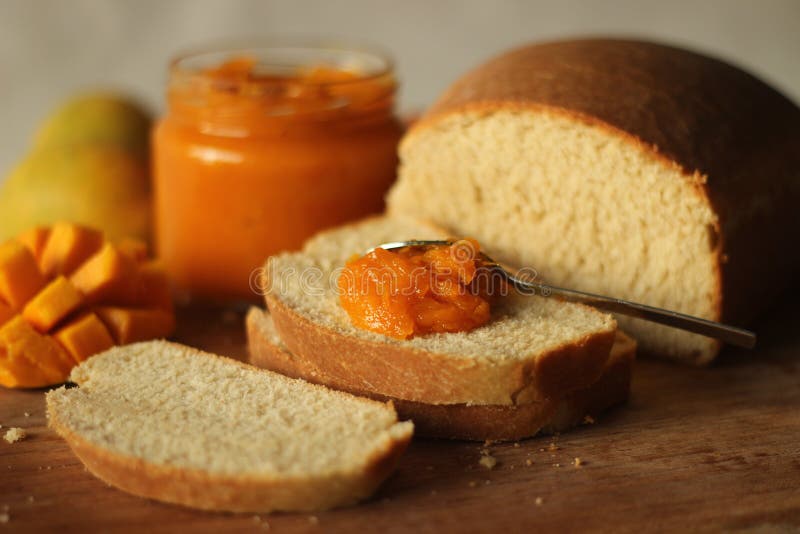 Slice of Home Baked Wheat Bread with a Spread of Home Made Alphonso ...