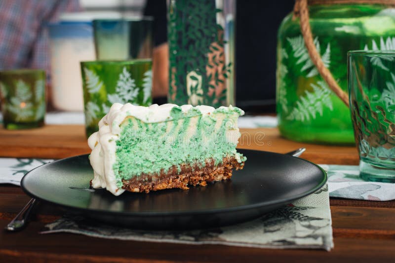 Slice of Zebra Cheese Cake on the Full Cake Stock Photo - Image of ...