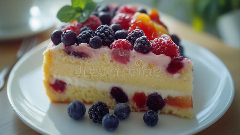 A Slice of Homemade Cake Bursts with the Vibrant Colors of Summer ...