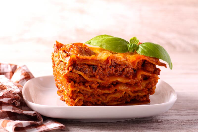 Slice of homemade lasagna stock photo. Image of lasagna - 260729530