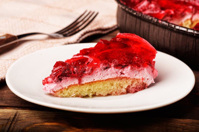 Slice of Homemade Raspberries Pie on a White Plate Stock Photo - Image ...