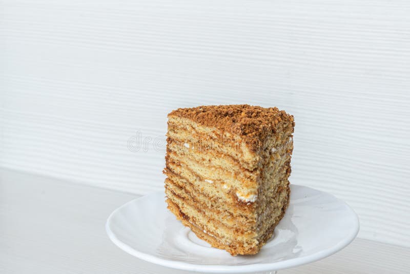 A Slice of Honey Cake Close-up. Horizontal Photography Stock Photo ...