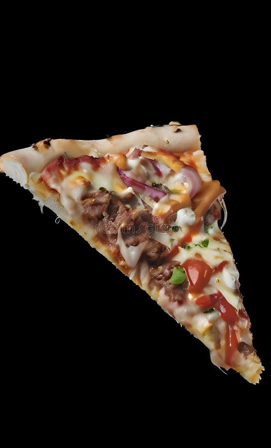 A Slice of Kebab Pizza with Cheese Dripping Stock Illustration ...