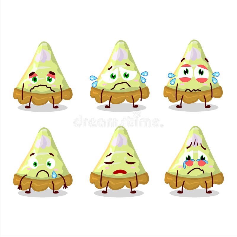 Slice of Key Lime Pie Cartoon Character with Sad Expression Stock ...