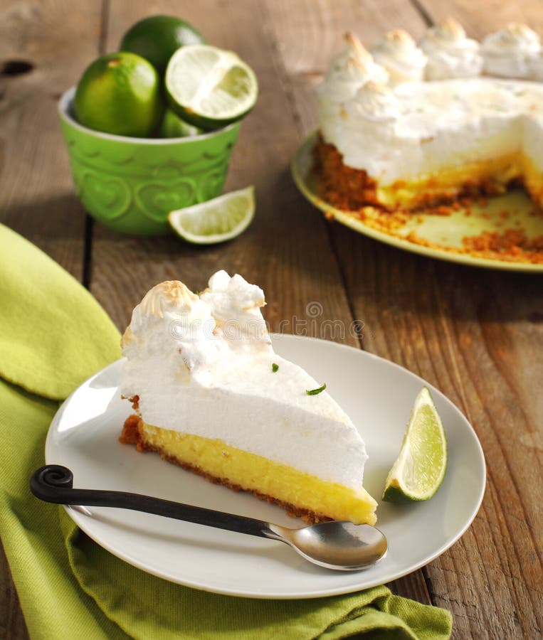 Slice of Key lime pie stock image. Image of keys, meringue - 30186121
