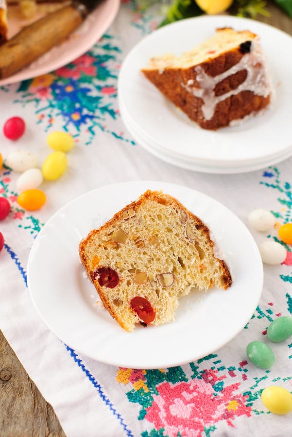 A Slice of Kulitch (Kulich), Russian Easter Sweet Bread Stock Photo ...