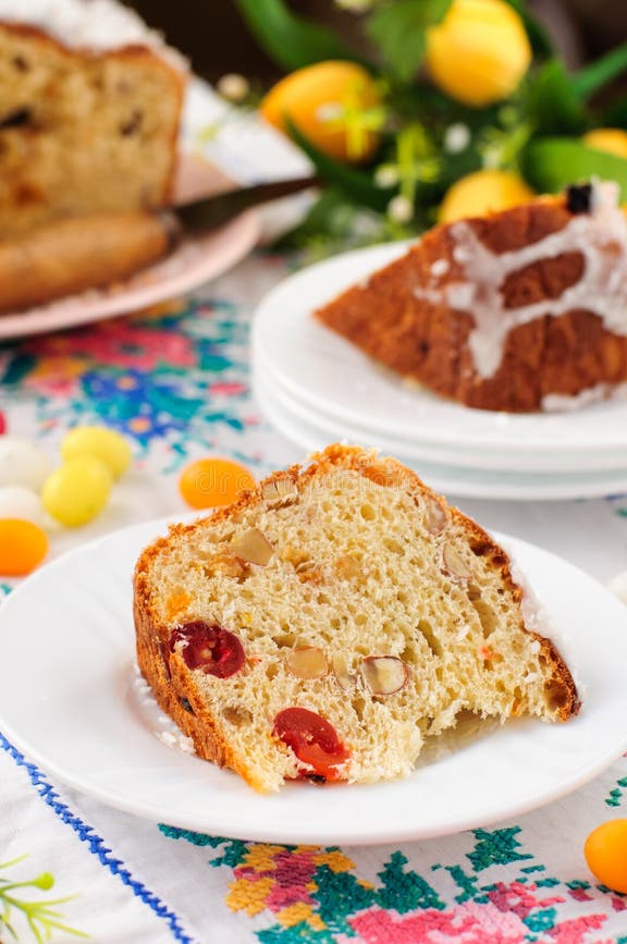 A Slice of Kulitch (Kulich), Russian Easter Sweet Bread Stock Photo ...