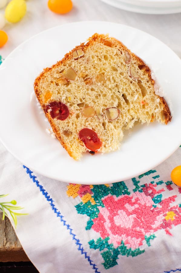 A Slice of Kulitch (Kulich), Russian Easter Sweet Bread Stock Photo ...