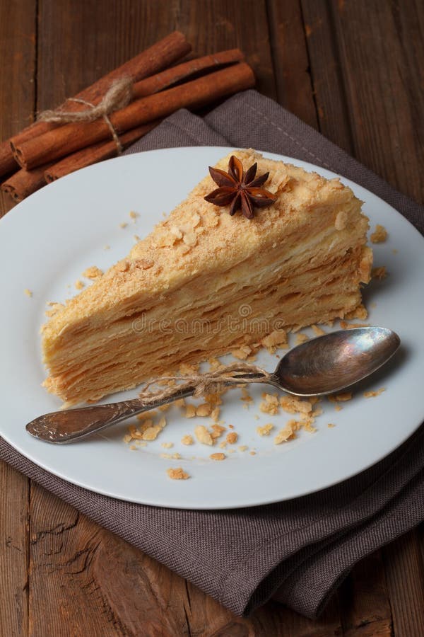 Slice of Layer Cake with Anise Stock Image - Image of anise, cream ...