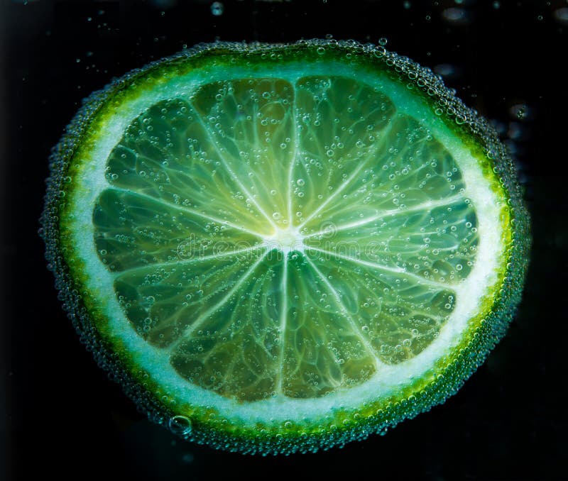 A Slice of Lemon in Bubbles Stock Photo - Image of slice, lime: 51621870