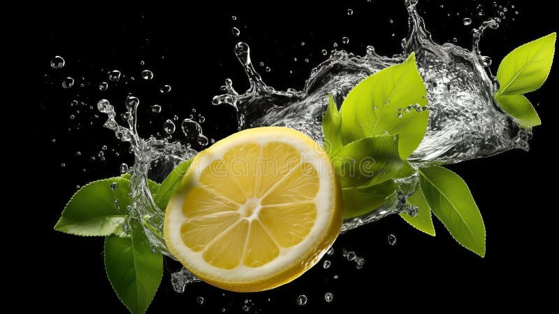 Slice of Lemon Fruit Concept with Splash Stock Illustration ...