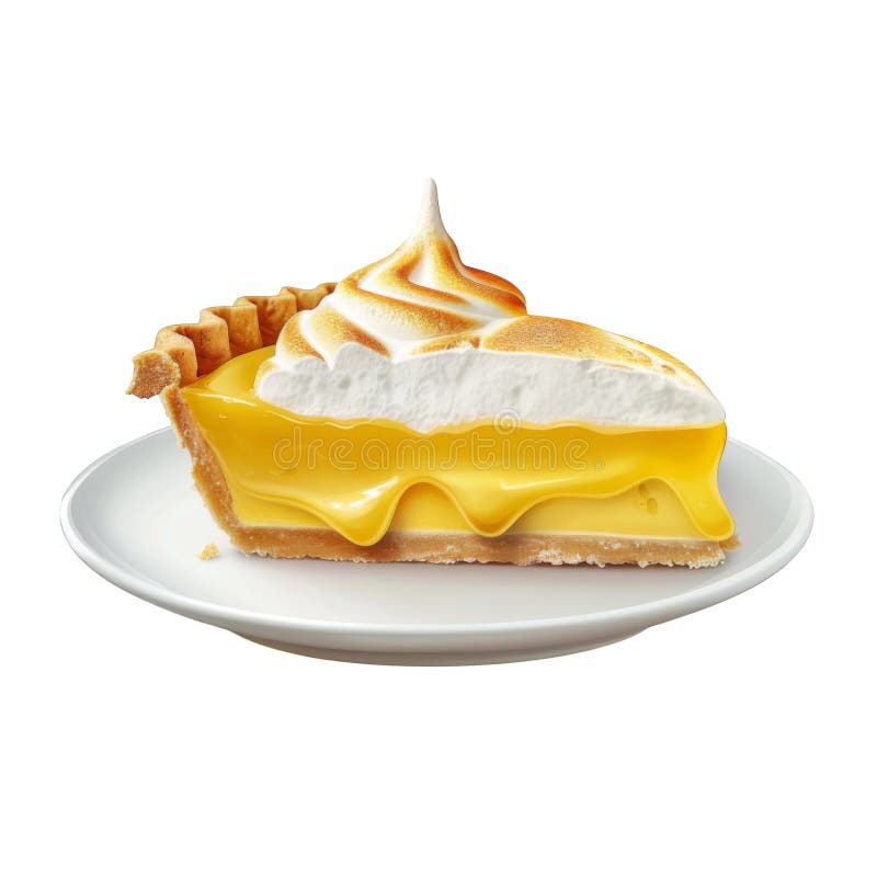 A Slice of Lemon Meringue Pie with Dripping Filling Stock Image ...