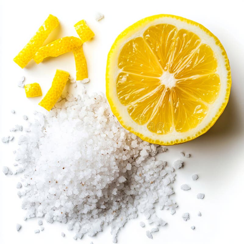 A Slice of Lemon Next To a Pile of Sea Salt Stock Image - Image of peel ...