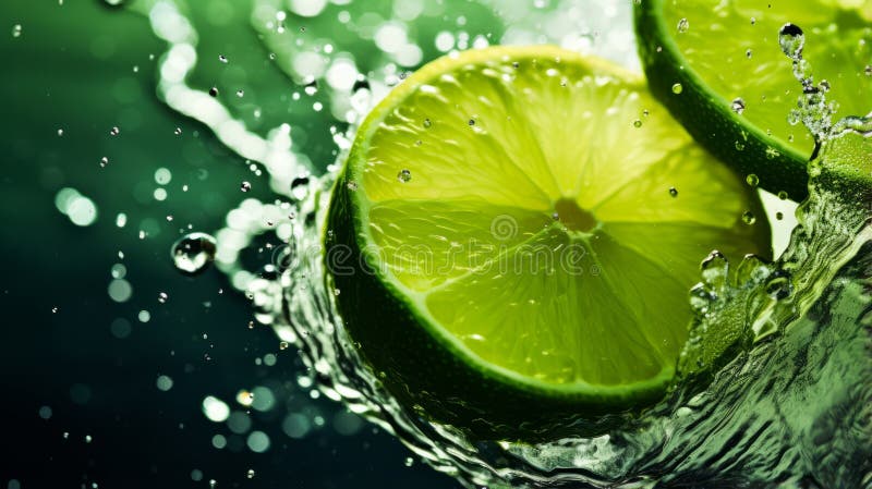 A Slice of Lime Creating a Zesty Splash in a Tropical Punch Stock ...