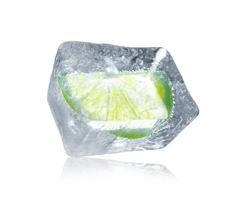 Slice of Lime Frozen in Ice on White Stock Photo - Image of fruit, ripe ...