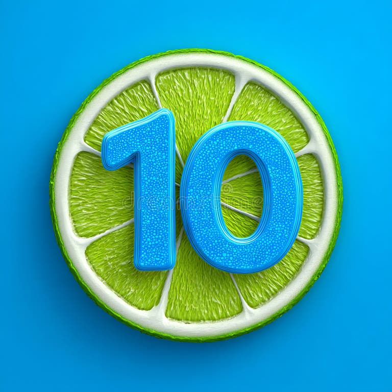 A Slice of Lime with the Number 10 on it Stock Illustration ...