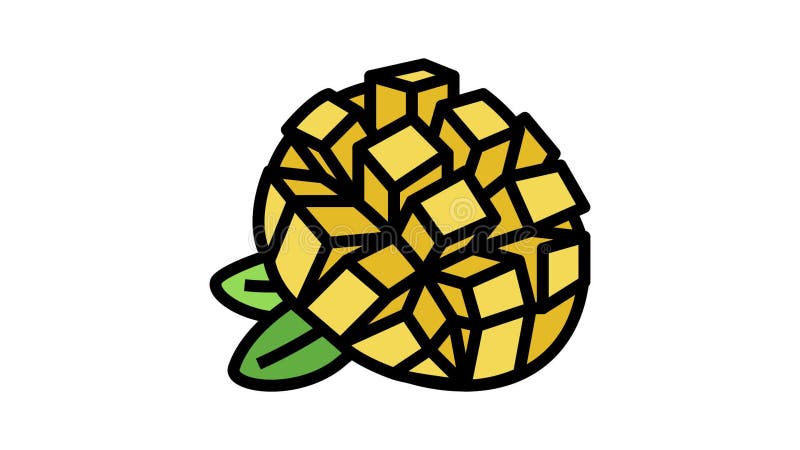 Slice Mango Cube Leaf Color Icon Animation Stock Footage - Video of ...