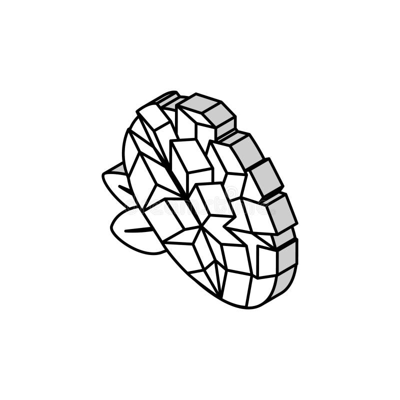 Slice Mango Cube Leaf Isometric Icon Vector Illustration Stock ...