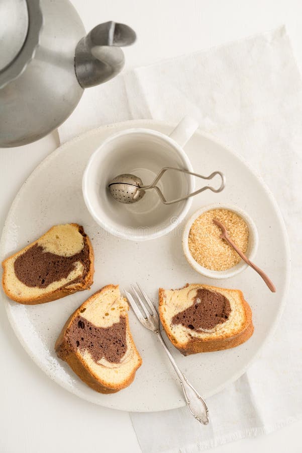 Slice of marble cake stock image. Image of sponge, teapot - 58716415
