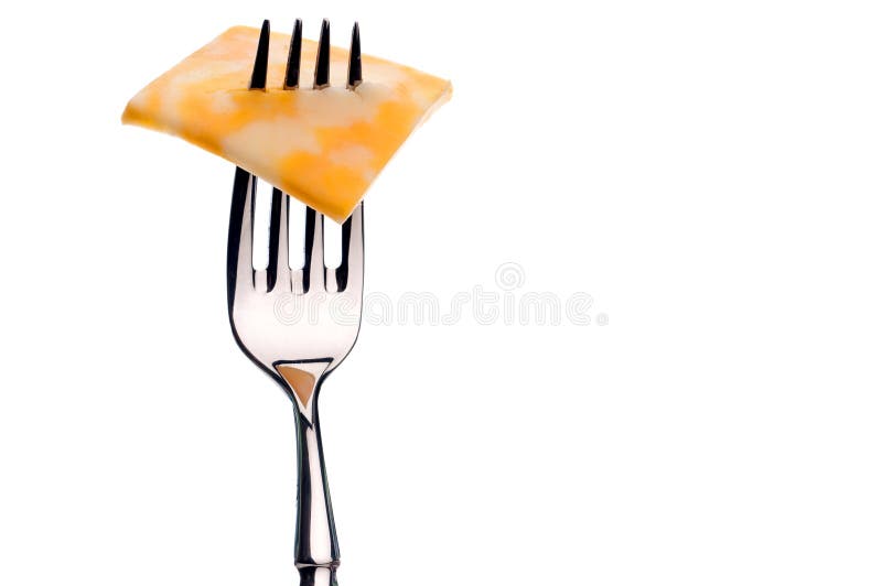 A Slice of Marbled Cheese on a Silver Fork Stock Image - Image of slice ...