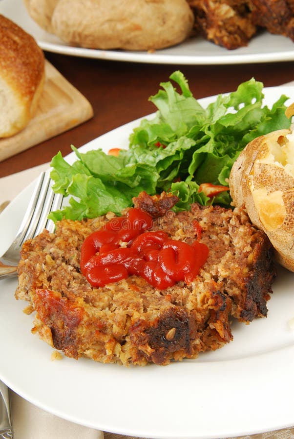Slice of meatloaf stock image. Image of salad, food, fork - 17238121