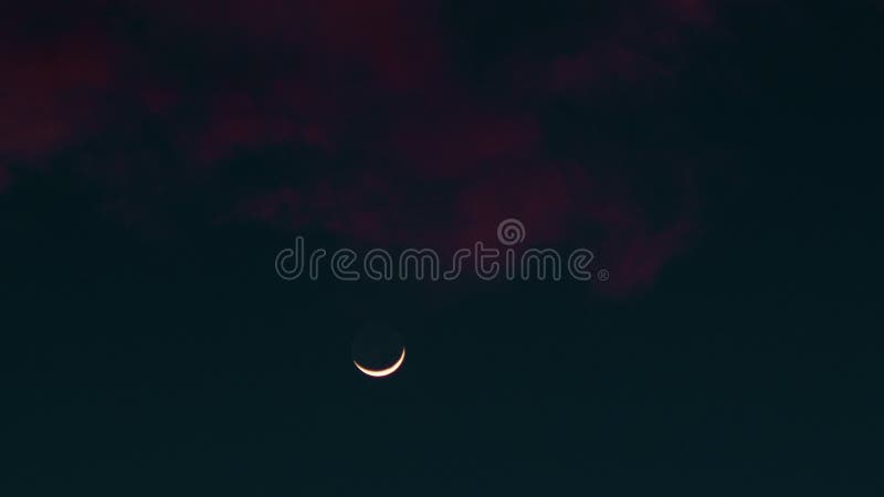 Slice of Moon in the Black Dark of Night Sky Stock Footage - Video of ...