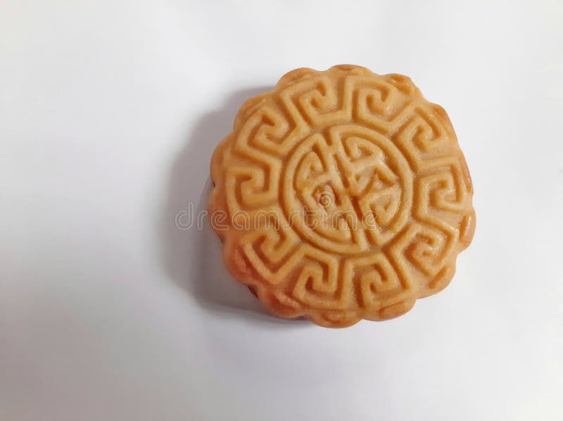 A Slice of Moon Cake Placed on a White Background Stock Image - Image ...
