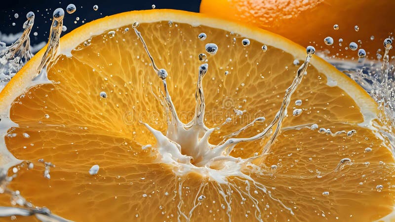 A Slice of Orange Dropping into Water, Creating a Refreshing Citrus ...