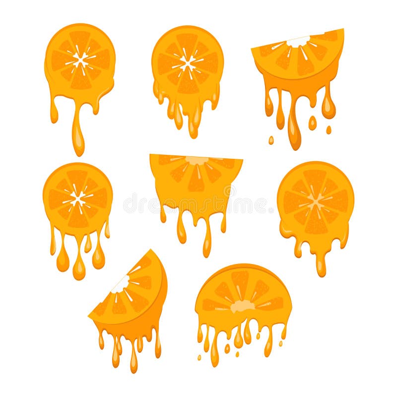 A Slice of Orange. Drops, Splashes of Juice Stock Vector - Illustration ...
