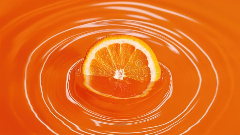 A Slice of Orange is Floating in a Pool of Orange Liquid Stock ...