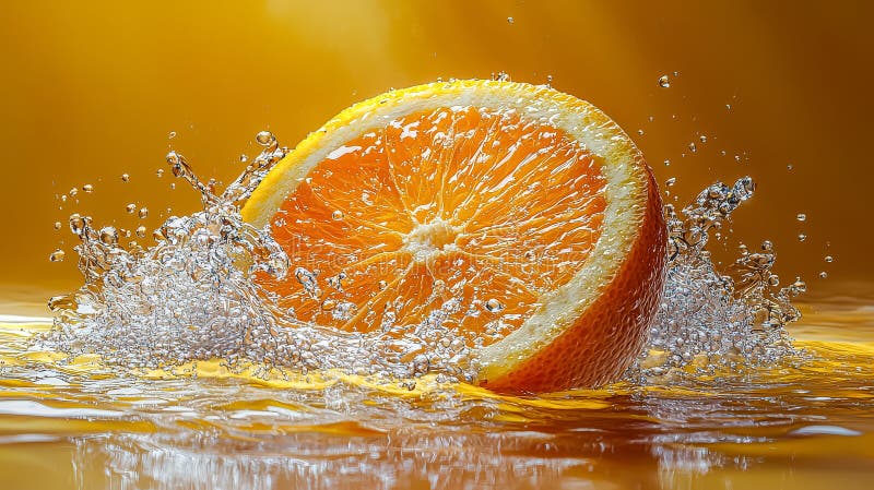 Slice of Orange is Floating in a Pool of Water. Stock Image - Image of ...