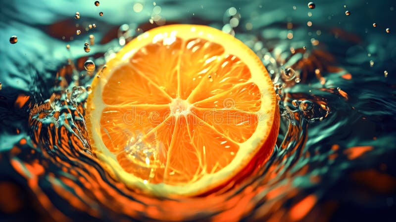 Slice of Orange is Floating in a Pool of Water Stock Image - Image of ...