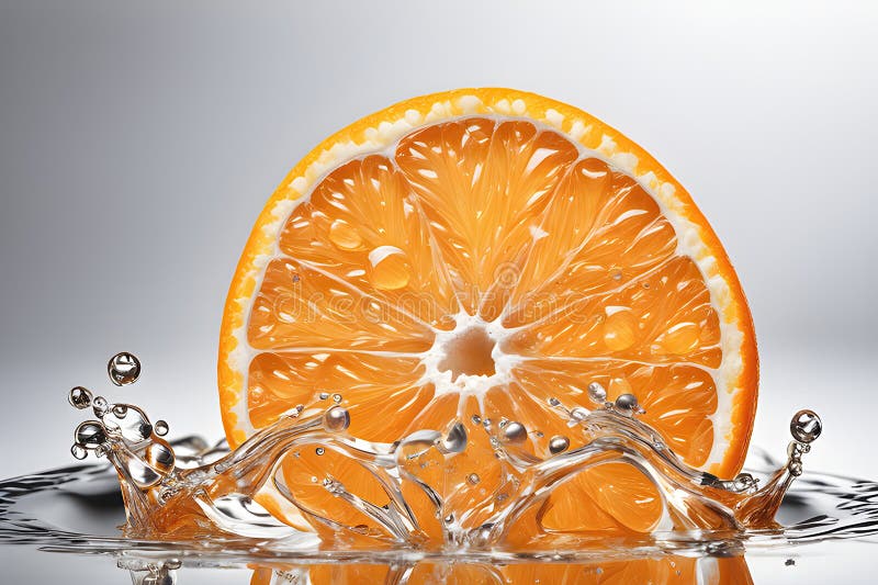 Slice Orange Fruit Floating in Water Stock Illustration - Illustration ...