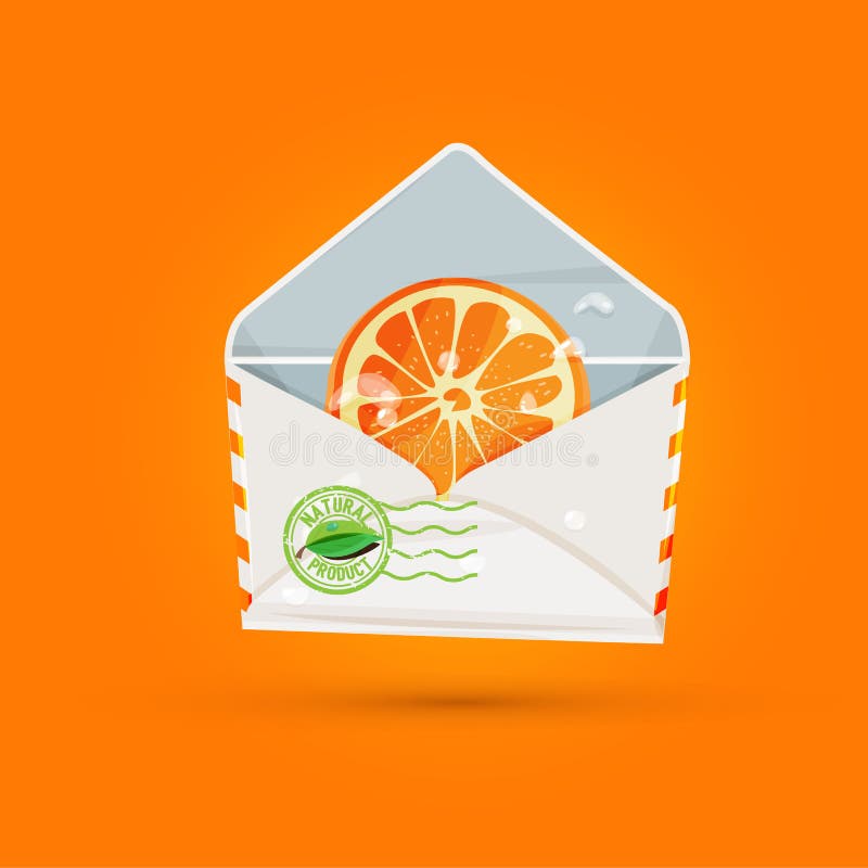 Slice of Orange in Mail Envelope. Send from Nature Concept - Vec Stock ...