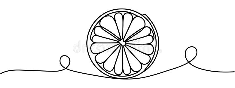 Slice of Orange One Line Art. Continuous Line Drawing of Tropical Fruit ...