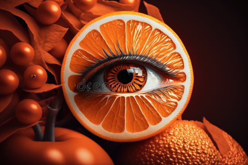 Slice of Orange with People Eye. Generative AI Stock Illustration ...