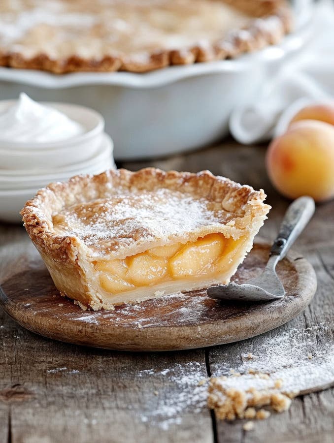A Slice of Peach Pie with Powdered Sugar on Top Stock Illustration ...