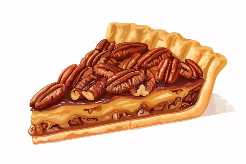 Slice of Pecan Pie Isolated Illustration Stock Vector - Illustration of ...