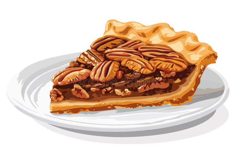 Slice of Pecan Pie Isolated Illustration Stock Vector - Illustration of ...