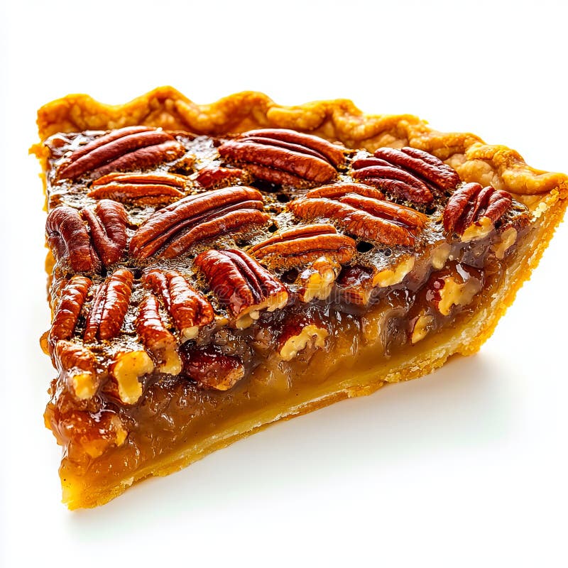 A Slice of Pecan Pie on a White Background Stock Image - Image of ...