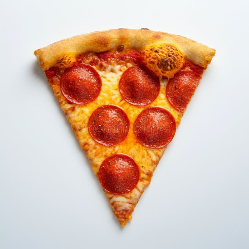 A Slice of Pepperoni Pizza on a Plain White Background. the Triangular ...
