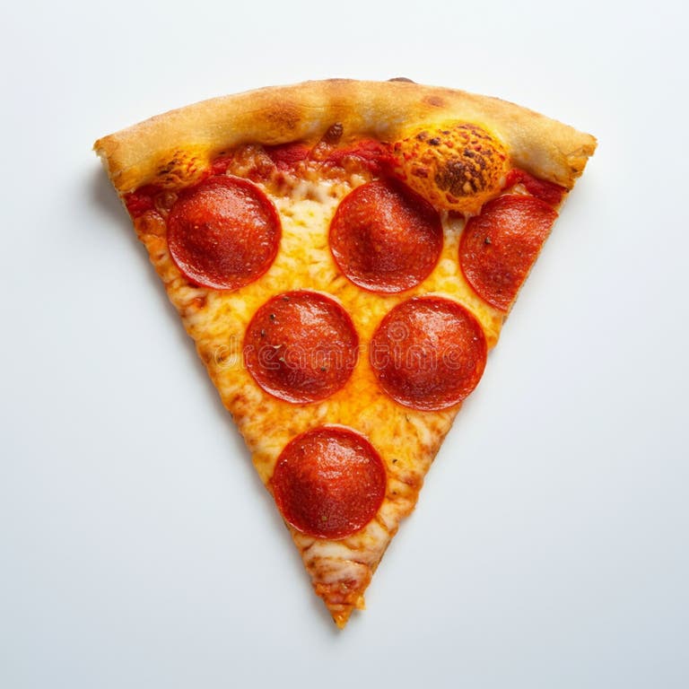 A Slice of Pepperoni Pizza on a Plain White Background. the Triangular ...