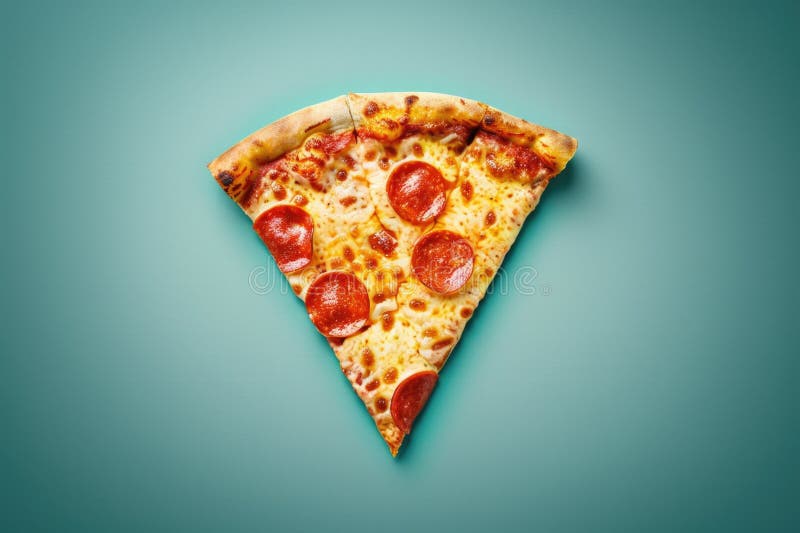 Slice of Pepperoni Pizza is Shown on a Blue Background Stock Photo ...